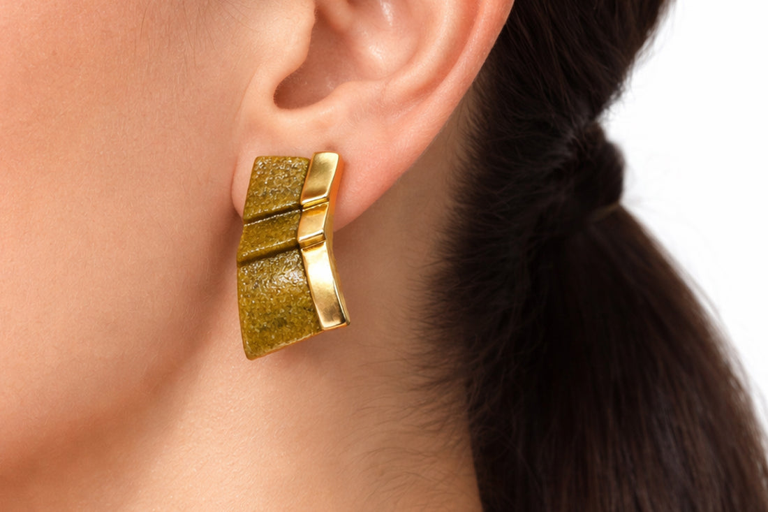 Natural Stone Gold-Edge Stud Earrings – Asterials